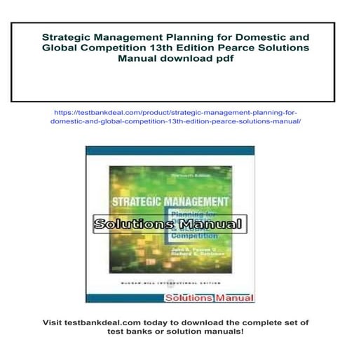 Strategic Management Planning for Domestic and Global Competition 13th ...