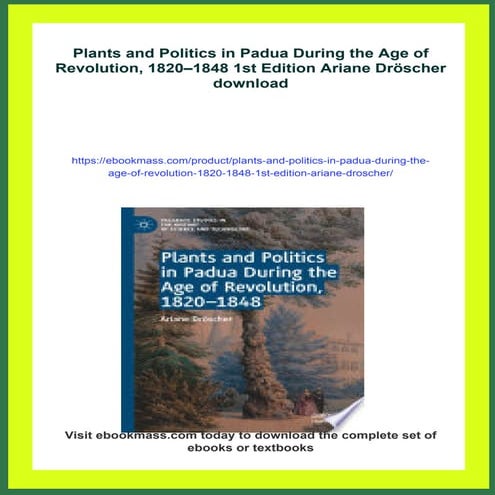 Plants and Politics in Padua During the Age of Revolution, 1820–1848 ...