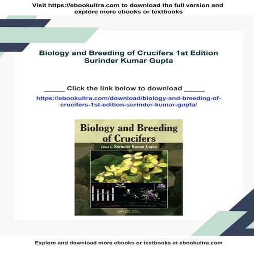 Biology and Breeding of Crucifers 1st Edition Surinder Kumar Gupta | PDF