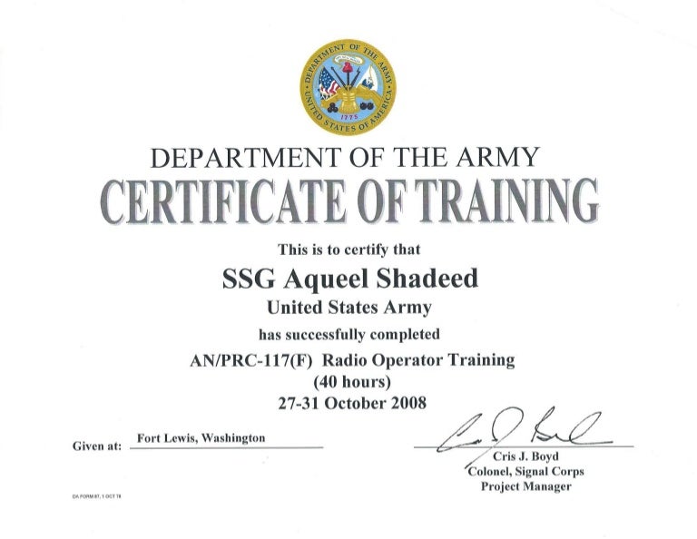 Harris Training Certificate