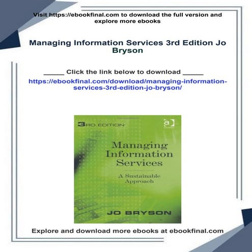 PDF Managing Information Services 3rd Edition Jo Bryson download | PDF