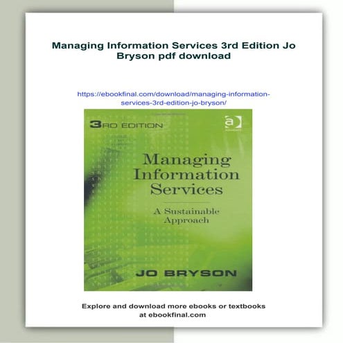 Managing Information Services 3rd Edition Jo Bryson | PDF