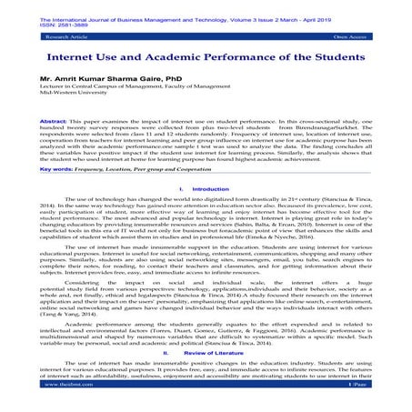 Internet Use and Academic Performance of the Students | PDF