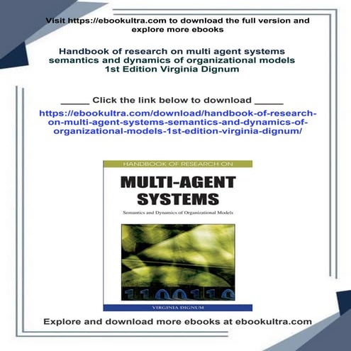 Handbook of research on multi agent systems semantics and dynamics of organizational models 1st ...