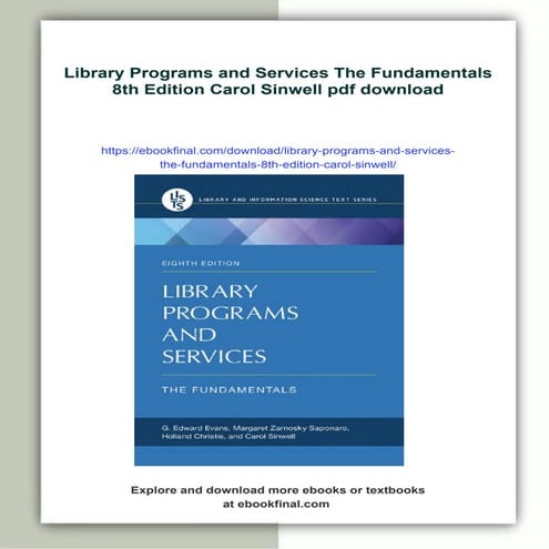 Library Programs and Services The Fundamentals 8th Edition Carol ...