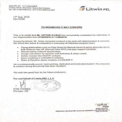 Experience certificate LITWIN | PDF
