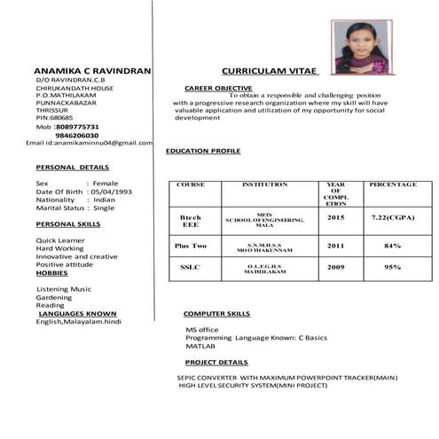 NEW CV ANAMIKA.... | DOCX