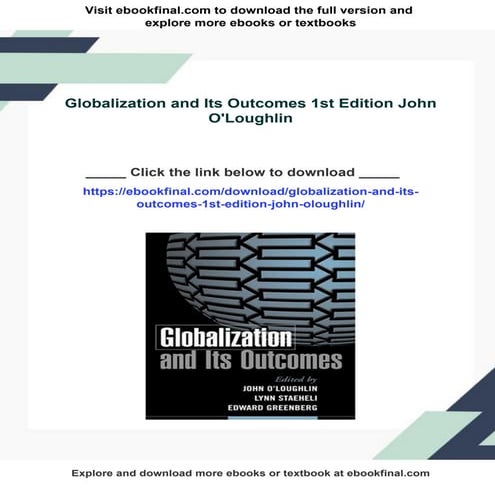 Globalization and Its Outcomes 1st Edition John O'Loughlin | PDF