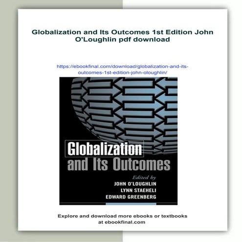 Globalization and Its Outcomes 1st Edition John O'Loughlin | PDF