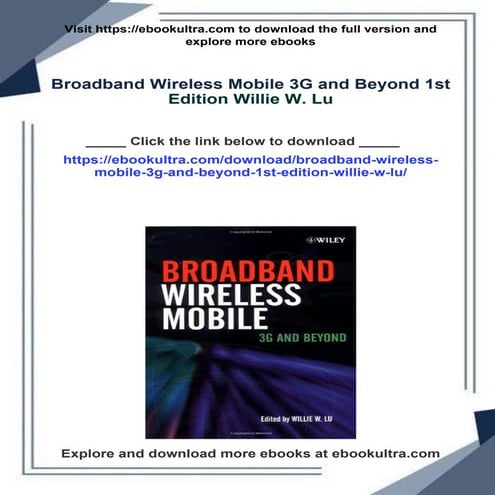 Broadband Wireless Mobile 3G and Beyond 1st Edition Willie W. Lu | PDF