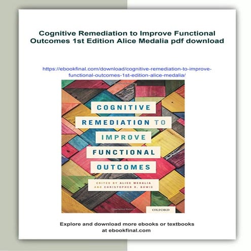Cognitive Remediation to Improve Functional Outcomes 1st Edition Alice ...
