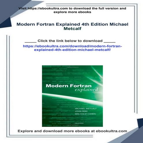 Modern Fortran Explained 4th Edition Michael Metcalf | PDF