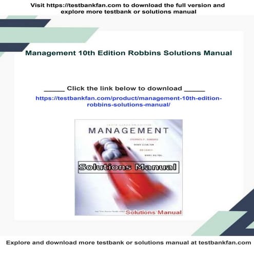 Management 10th Edition Robbins Solutions Manual | PDF