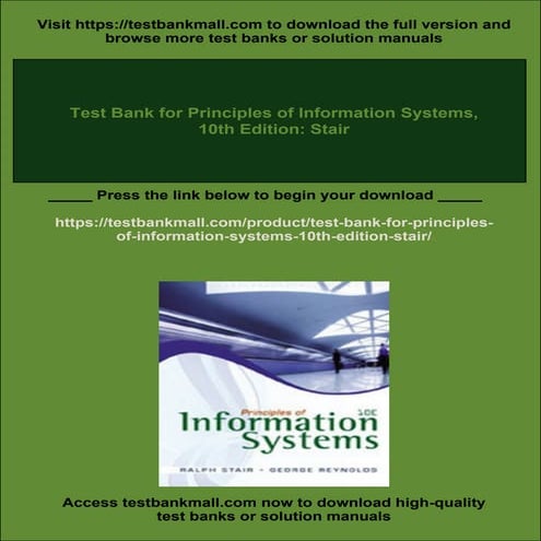 Test Bank for Principles of Information Systems, 10th Edition: Stair | PDF