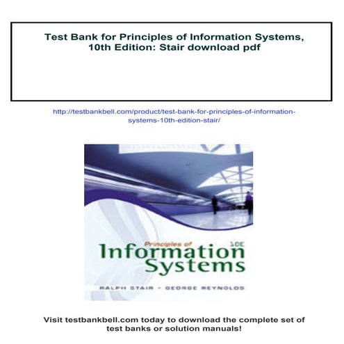 Test Bank for Principles of Information Systems, 10th Edition: Stair | PDF