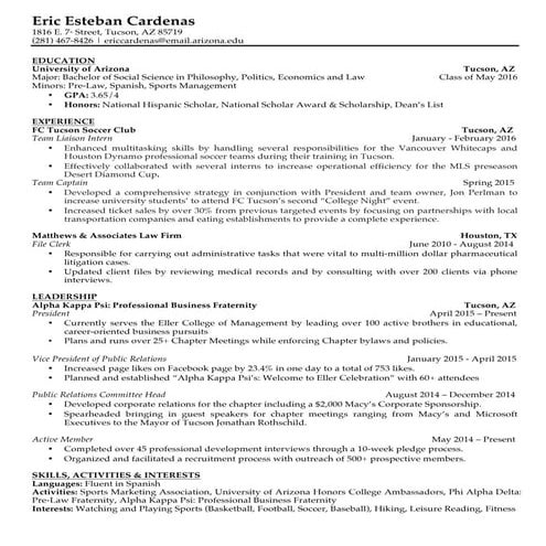 Eric Cardenas Spring 2016 Resume | PDF