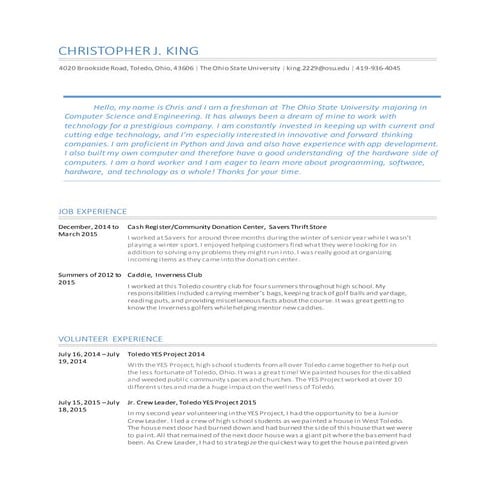 Career Fair Resume | PDF