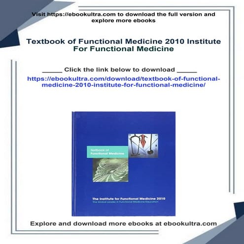 Textbook of Functional Medicine 2010 Institute For Functional Medicine ...