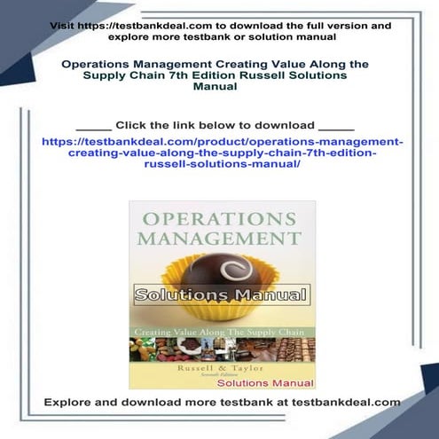 Operations Management Creating Value Along the Supply Chain 7th Edition ...