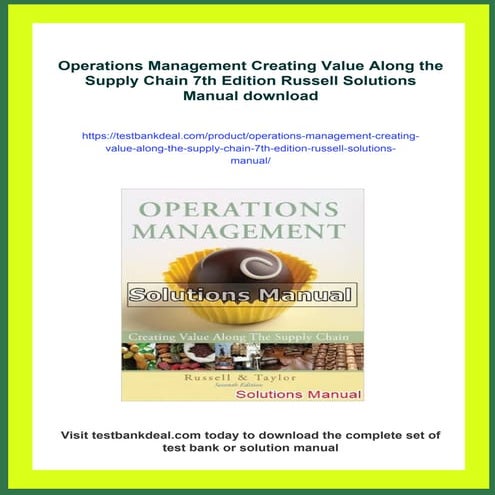 Operations Management Creating Value Along the Supply Chain 7th Edition Russell Solutions Manual ...