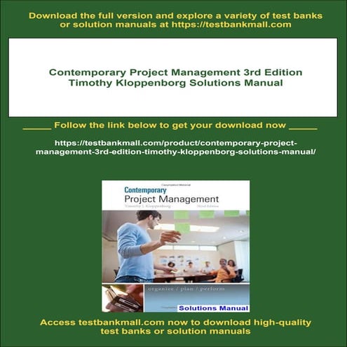 Contemporary Project Management 3rd Edition Timothy Kloppenborg ...