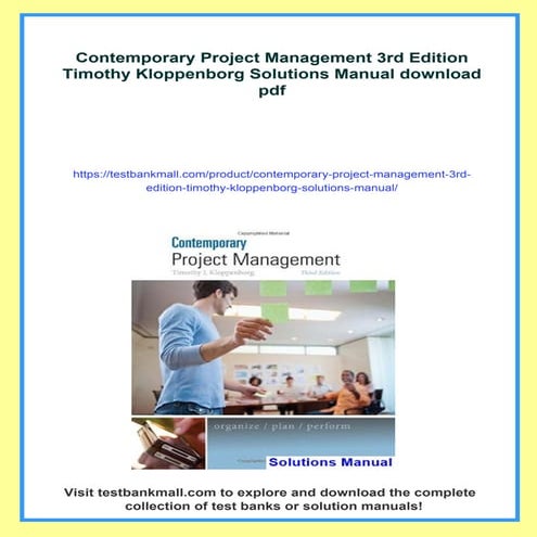 Contemporary Project Management 3rd Edition Timothy Kloppenborg ...