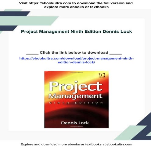 Project Management Ninth Edition Dennis Lock | PDF