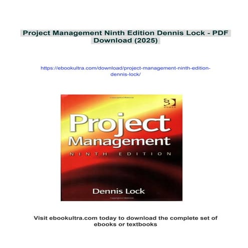 Project Management Ninth Edition Dennis Lock | PDF