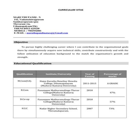 MARUTHU RESUME | DOC