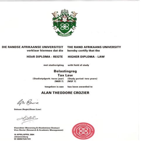 A Crozier H Dip Tax Certificate | PDF