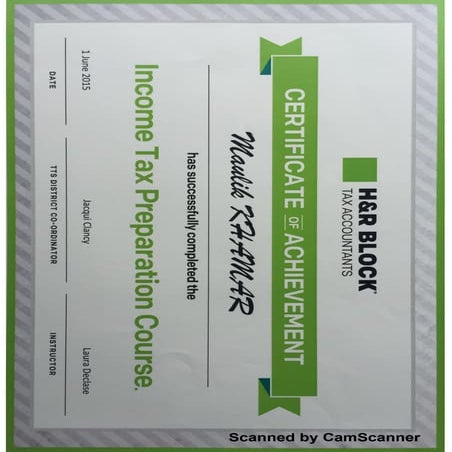 H&R Block certificate | PDF
