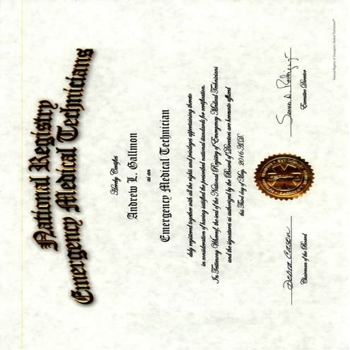 EMT Certificate | PDF