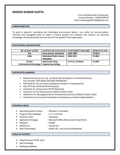 Resume_Gaurav | DOC | Programming Languages | Computing