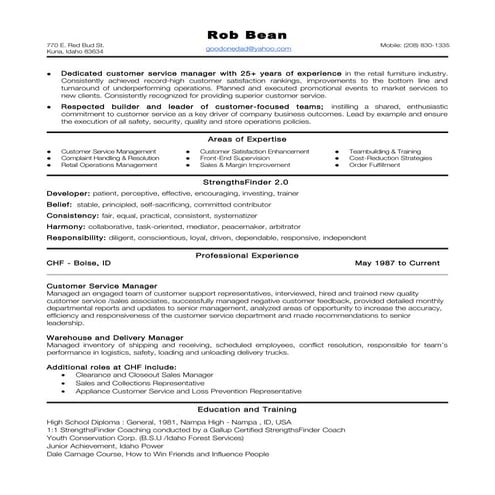 Rob Bean Resume | DOC | Sales | Business