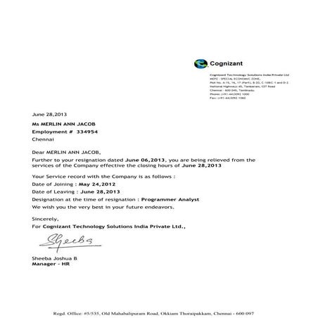 tcs experience letter | PDF
