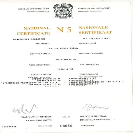 N5 Certificate.NTAlers | PDF