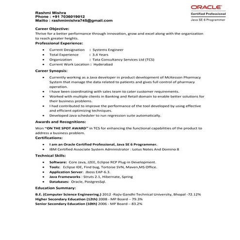 Resume_Rashmi | PDF | Programming Languages | Computing