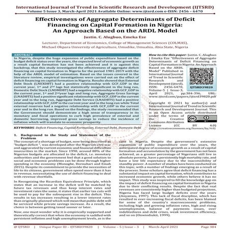 Effectiveness of Aggregate Determinants of Deficit Financing on Capital ...