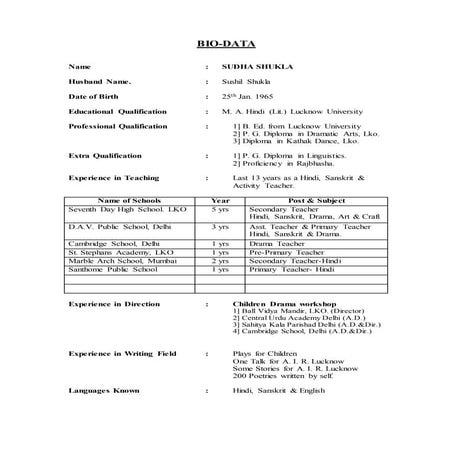 sudha shukla resume | DOCX