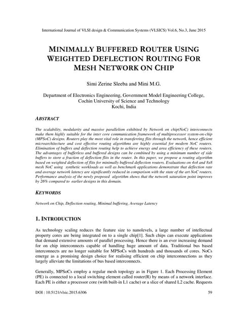 Minimally Buffered Router Using Weighted Deflection Routing For Mesh