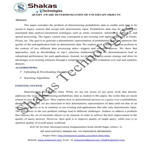 Query Aware Determinization Of Uncertain Objects Pdf 4766