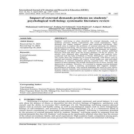 Impact of external demands problems on students’ psychological well ...