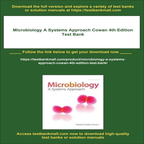Microbiology A Systems Approach Cowan 4th Edition Test Bank | PDF