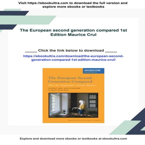 The European second generation compared 1st Edition Maurice Crul | PDF