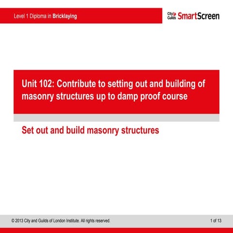Set Out and Build Masonry Structures | PPT