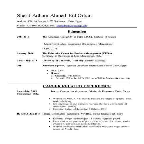 Sherif Adham`s Resume 1 | DOCX