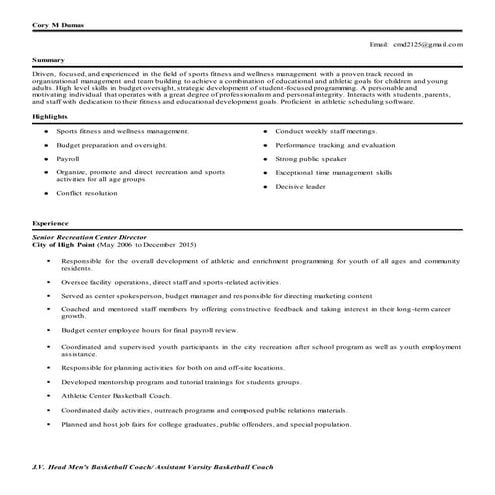 CorysResume2016 | PDF