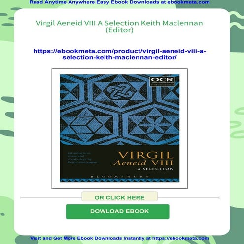 Virgil Aeneid VIII A Selection Keith Maclennan (Editor) | PDF