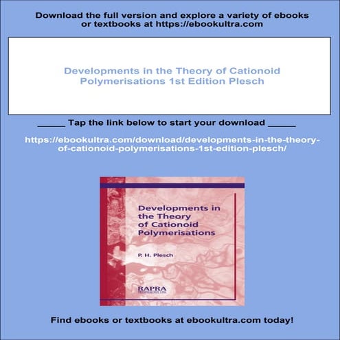 Developments in the Theory of Cationoid Polymerisations 1st Edition Plesch | PDF