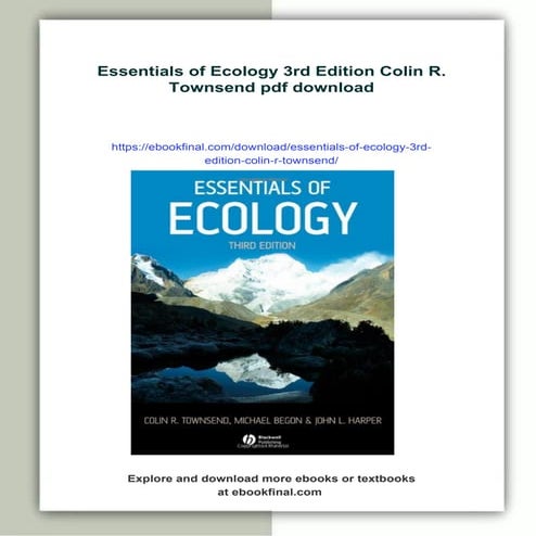 Essentials of Ecology 3rd Edition Colin R. Townsend | PDF